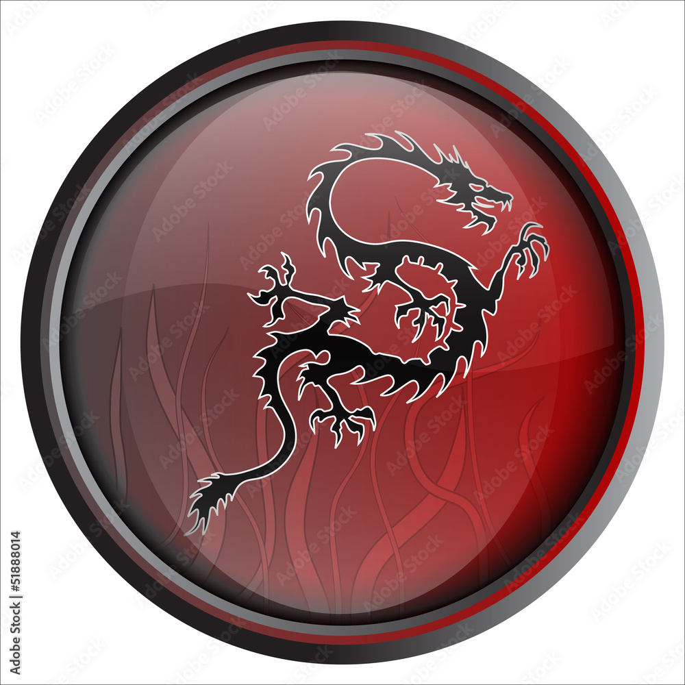 Red Dragon Button Stock Vector | Adobe Stock
