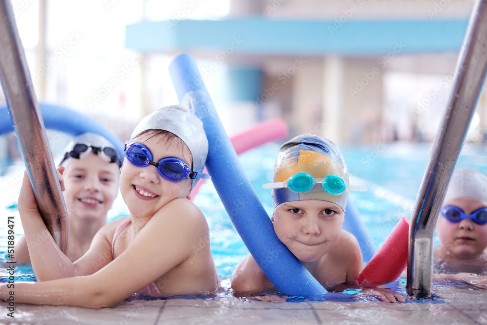 happy children group at swimming pool Stock-Foto | Adobe Stock