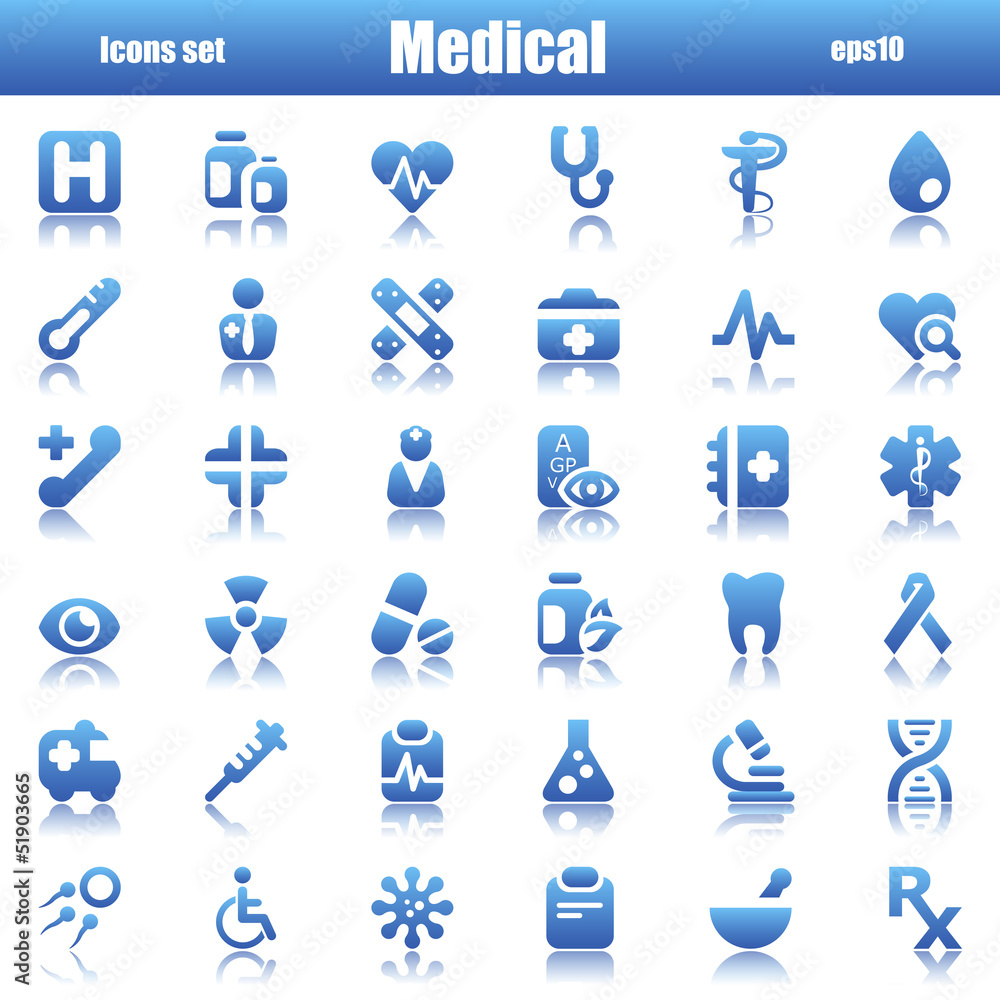 blue medical icons reflex Stock Vector | Adobe Stock