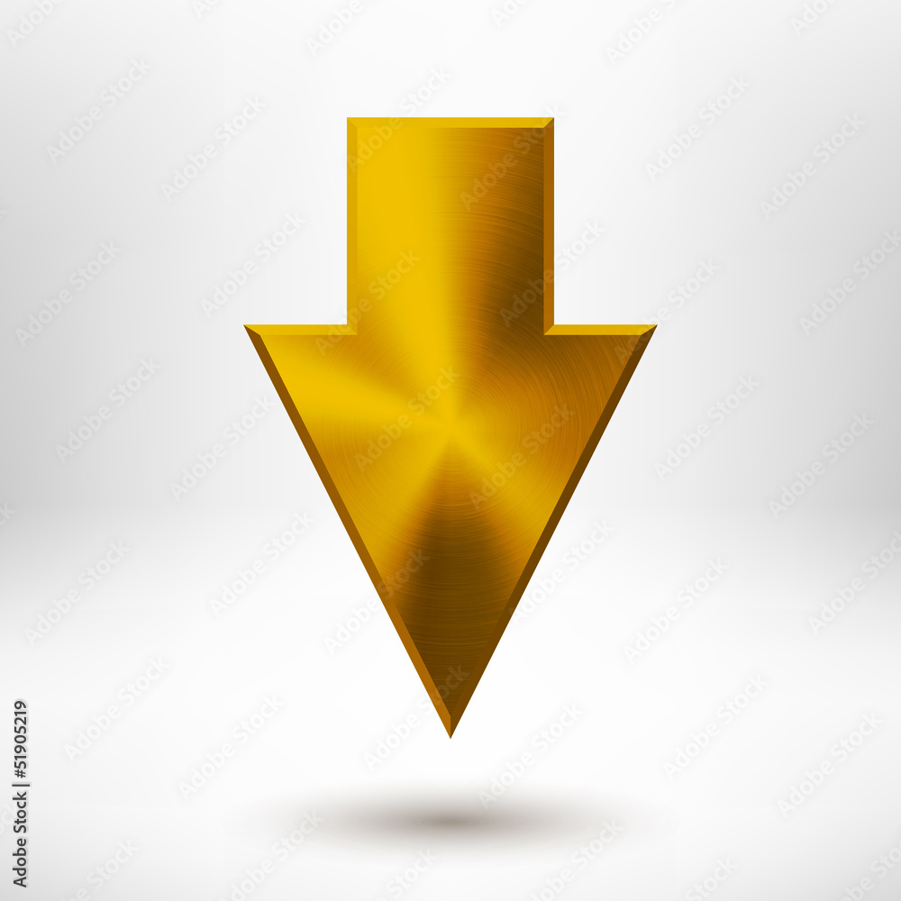 Down Arrow Sign with Gold Metal Texture Stock Vector | Adobe Stock