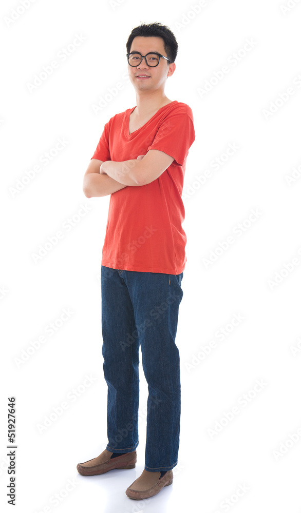 casual asian chinese man in full body with isolated white backgr Stock ...