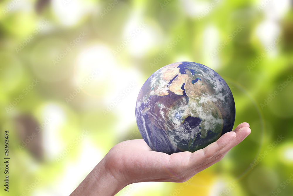 planet earth with blur green background Stock Photo | Adobe Stock