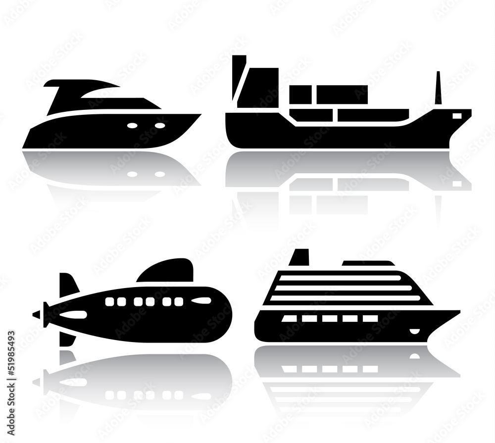 Set of transport icons - Water transport Stock Vector | Adobe Stock