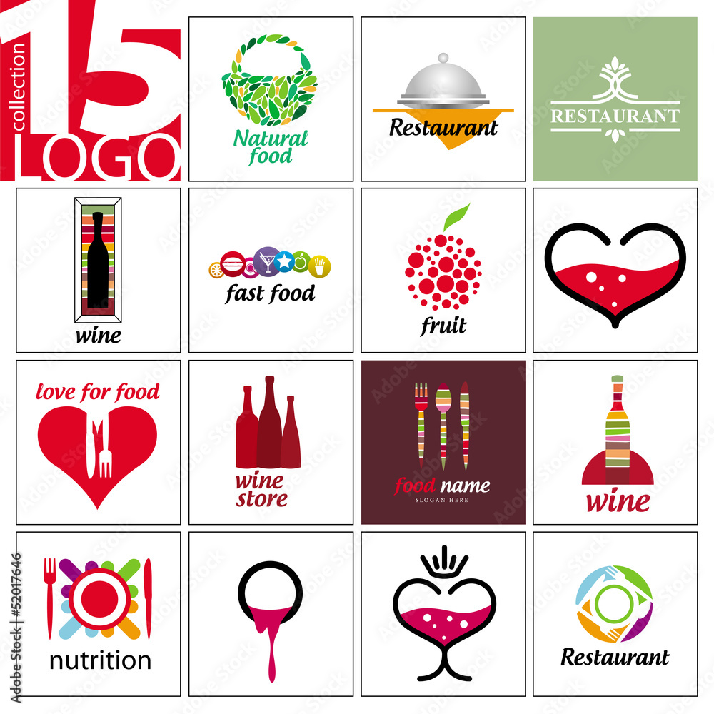 collection of vector logos of restaurants and cafes Stock Vector ...