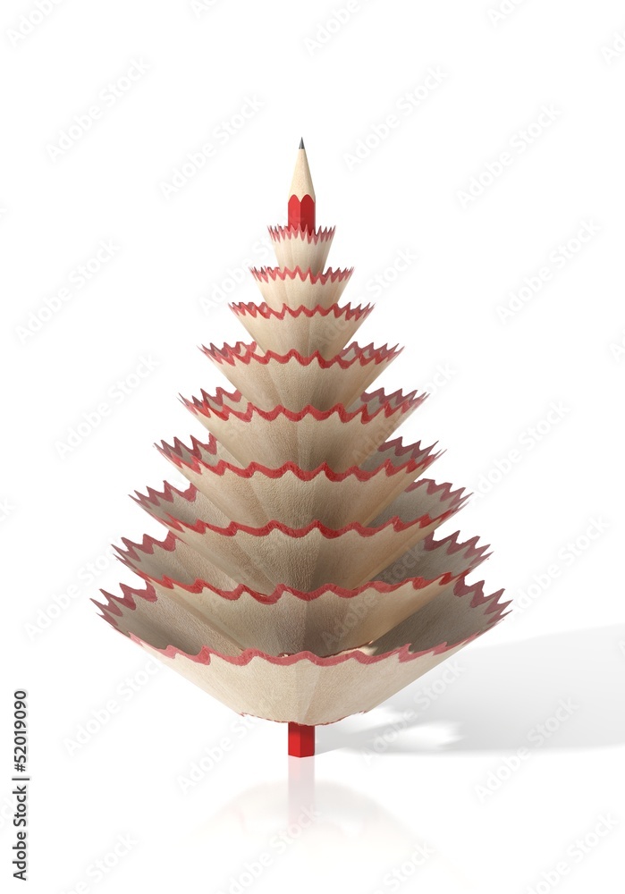 Render of a tree made with a pencil and its wooden shavings Stock ...