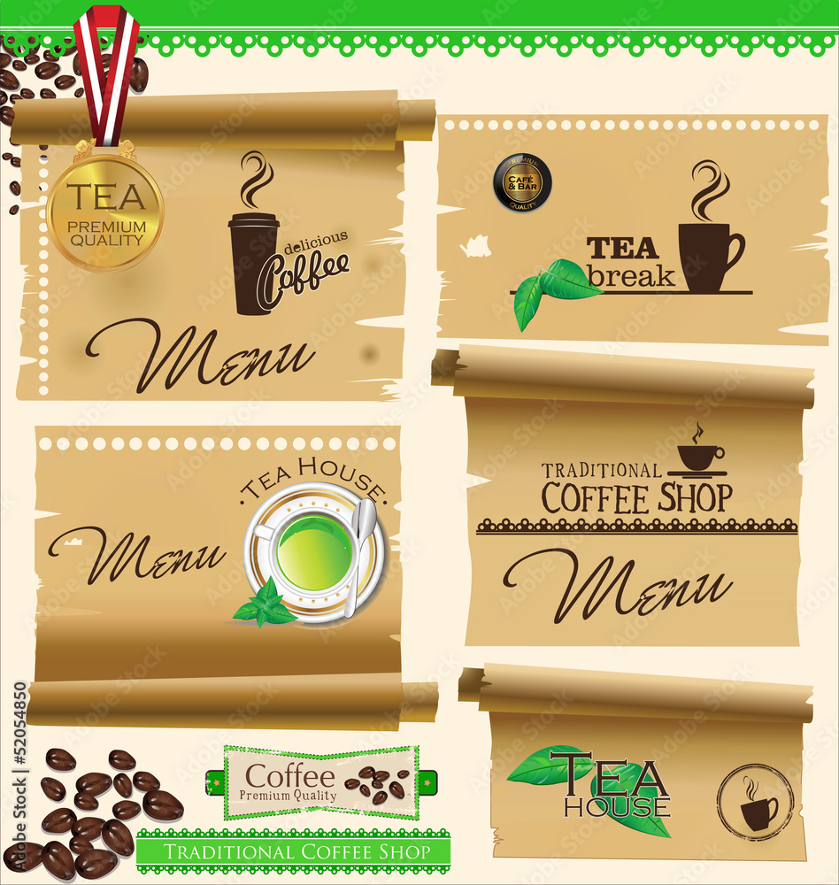Vintage retro coffee badges and labels and old paper Stock Vector ...