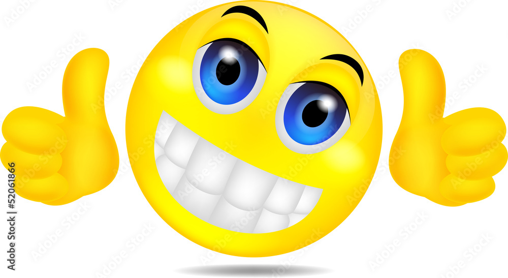 Smiley emoticon with thumb up Stock Vector | Adobe Stock