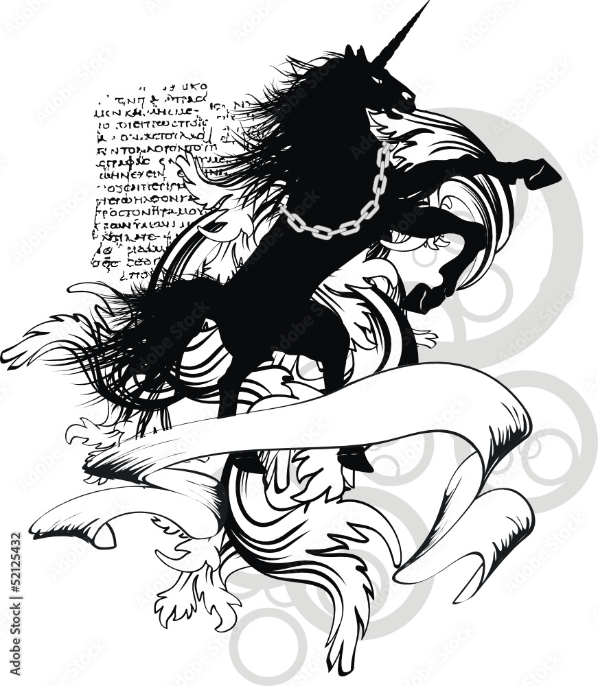 heraldic unicorn crest tattoo coat of arms in vector format Stock ...