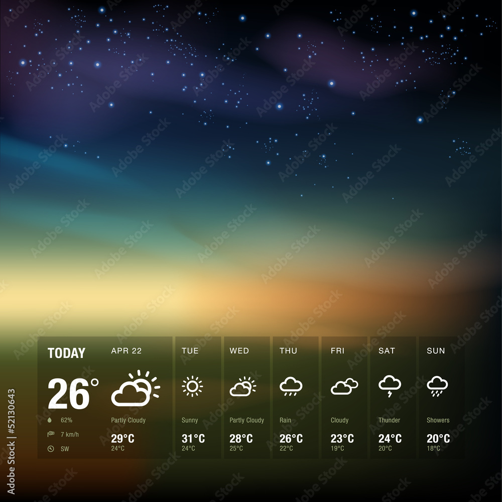 Weather widget template and sky background Stock Vector | Adobe Stock