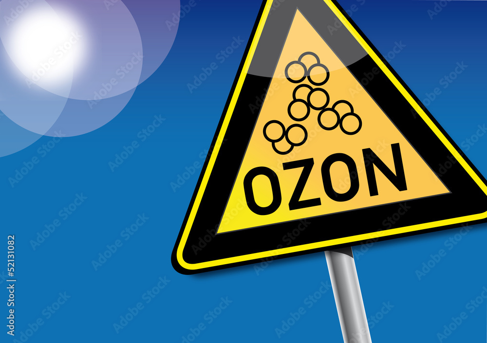 Achtung Ozon, Ozonkonzentration, Smog, Schild Warnung Stock Vector ...