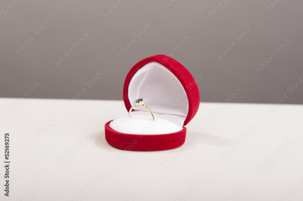 Engagement ring in red box Stock Photo | Adobe Stock