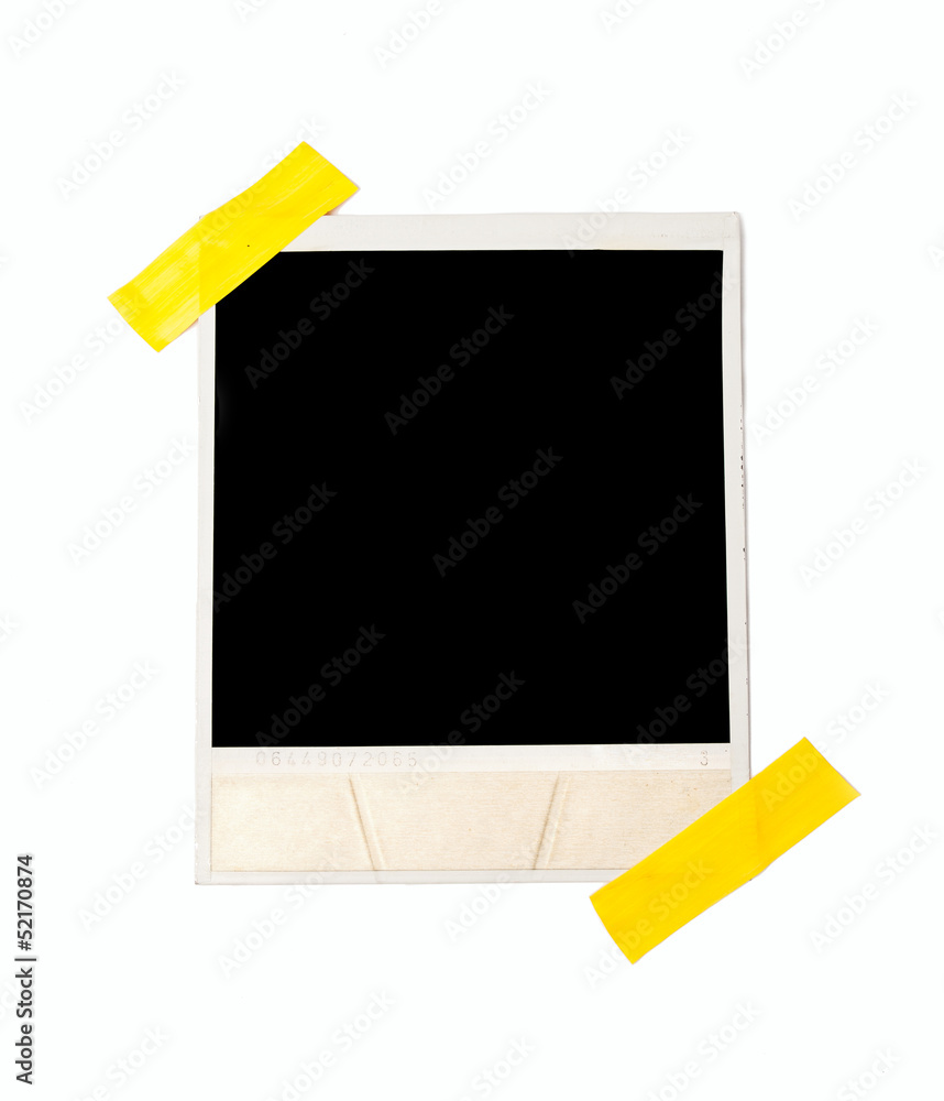 Taped polaroid style photo frame, isolated on white Stock Photo | Adobe ...