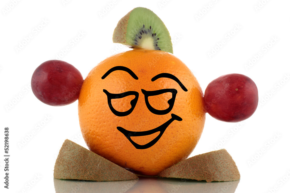Smiley orange. Funny fruit, emoticon on white background Stock Photo ...