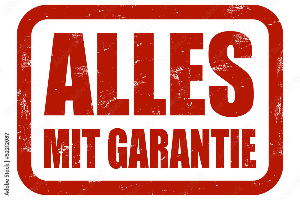 Grunge Stempel rot ALLES MIT GARANTIE Stock Illustration | Adobe Stock