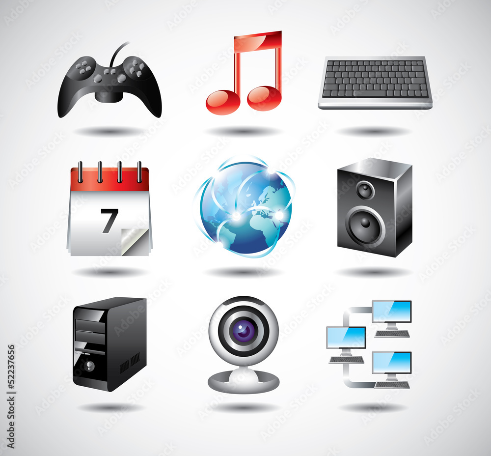 computer system icons detailed vector set Stock Vector | Adobe Stock