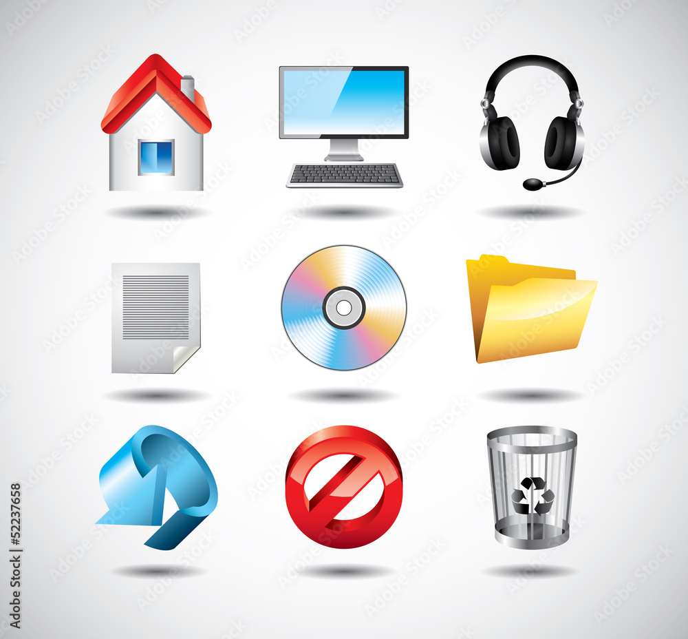 computer system icons detailed vector set Stock Vector | Adobe Stock
