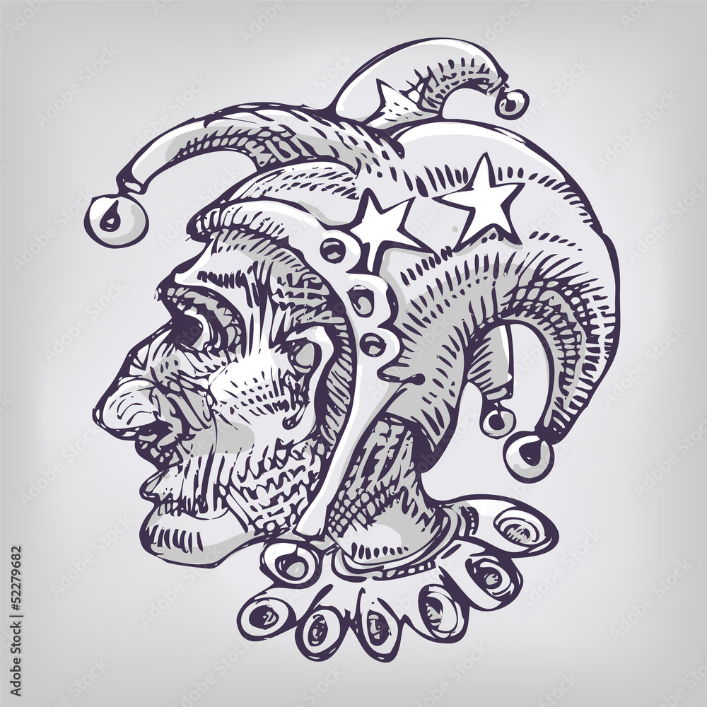 Zeichnung Harlekin Stock-Vektorgrafik | Adobe Stock