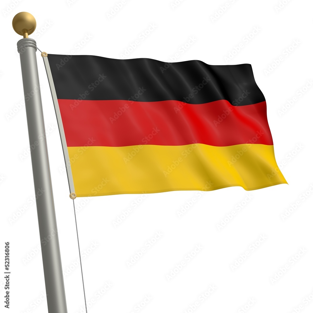 Die Flagge von Deutschland flattert am Fahnenmast Stock Illustration ...