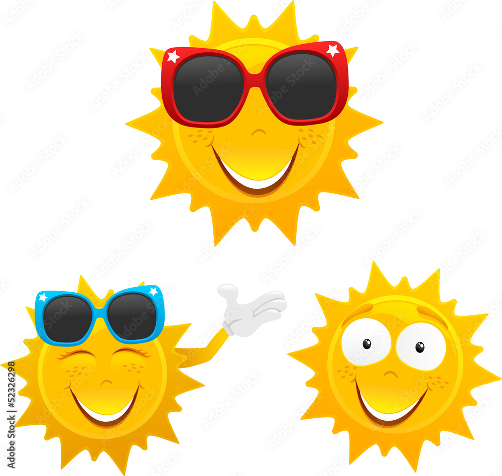 Cute sun cartoons set. To see the other vector sun illustrations ...