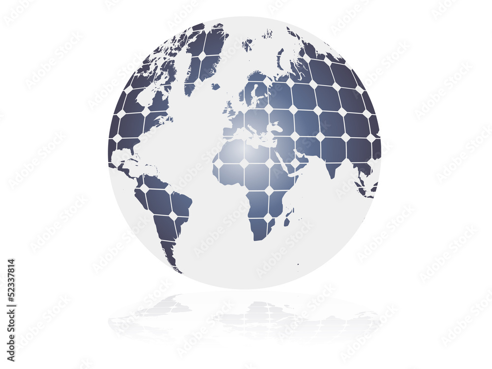 solar energy, clean energy. earth globe with photovoltaic cells Stock ...