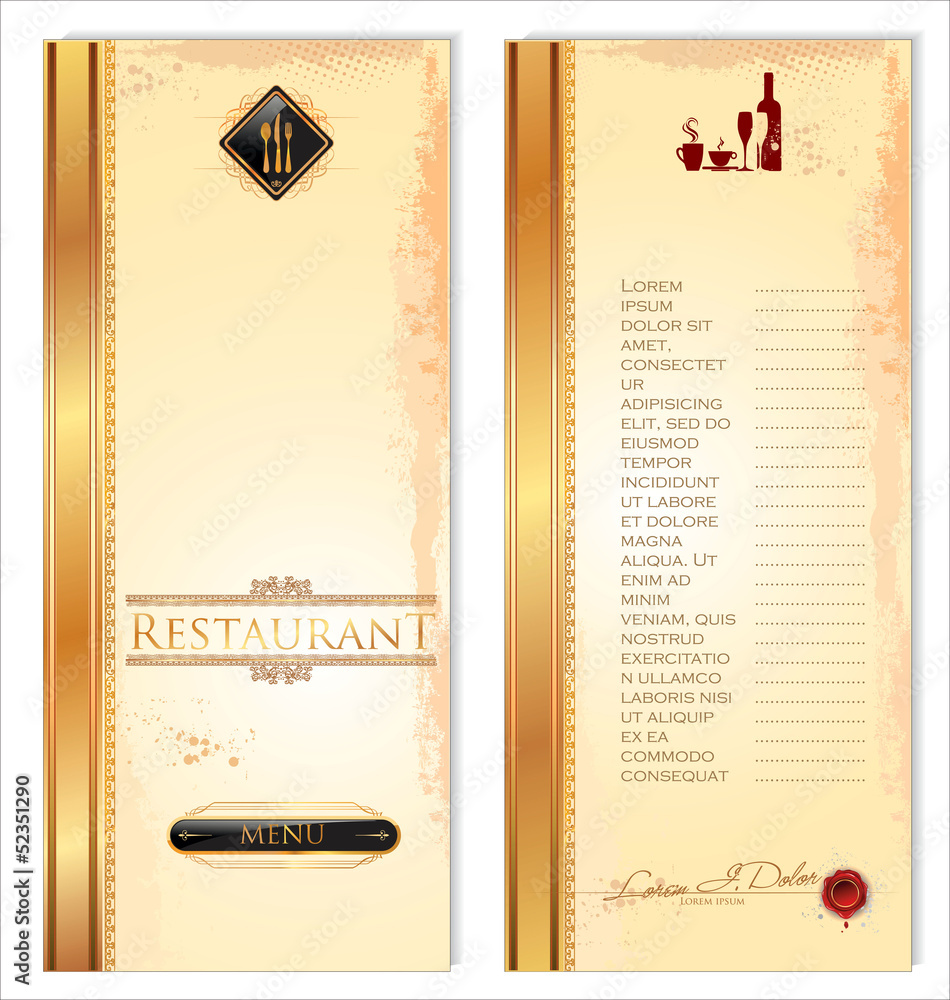 Restaurant menu template, front and back Stock Vector | Adobe Stock