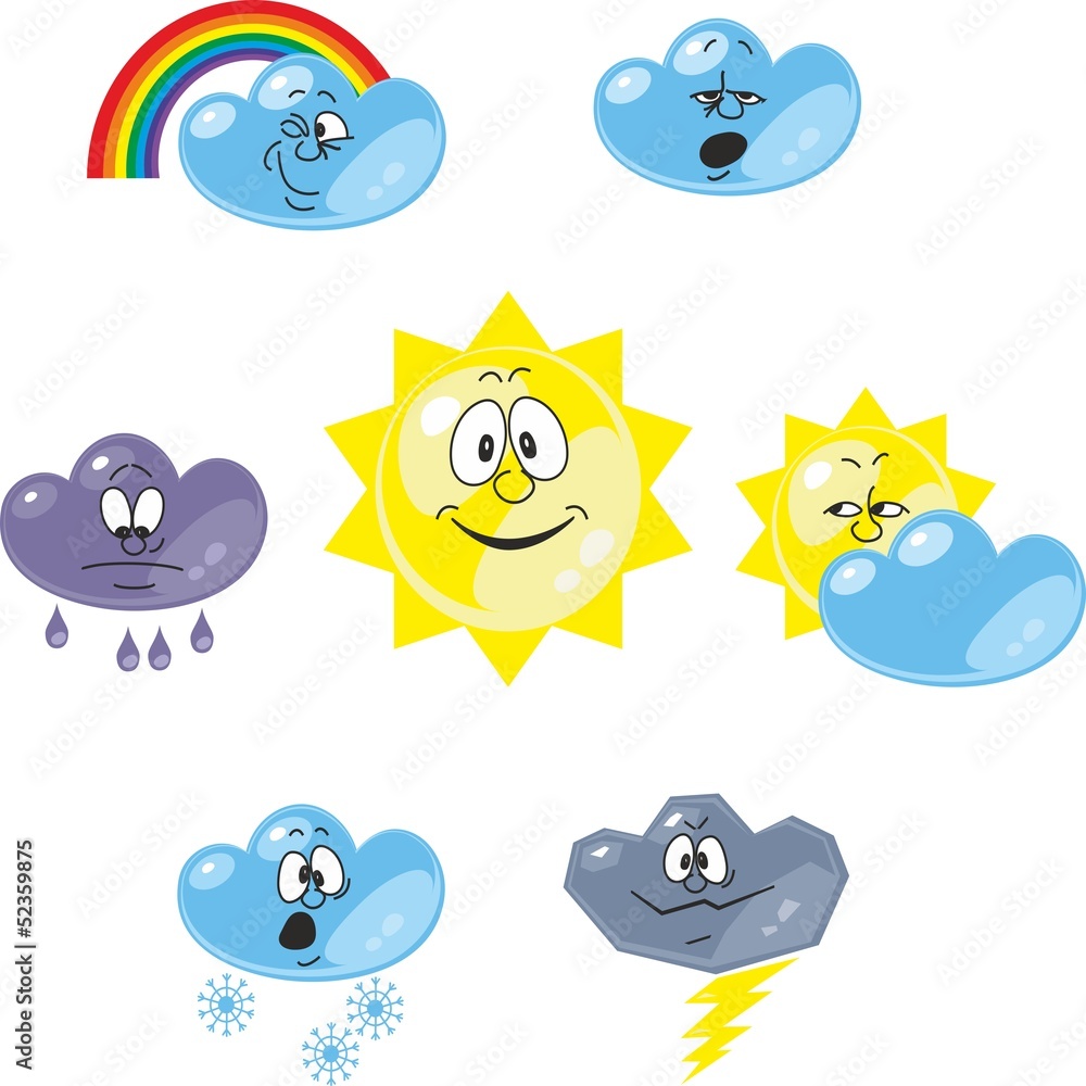 Weather cartoon set 001 Stock Vector | Adobe Stock