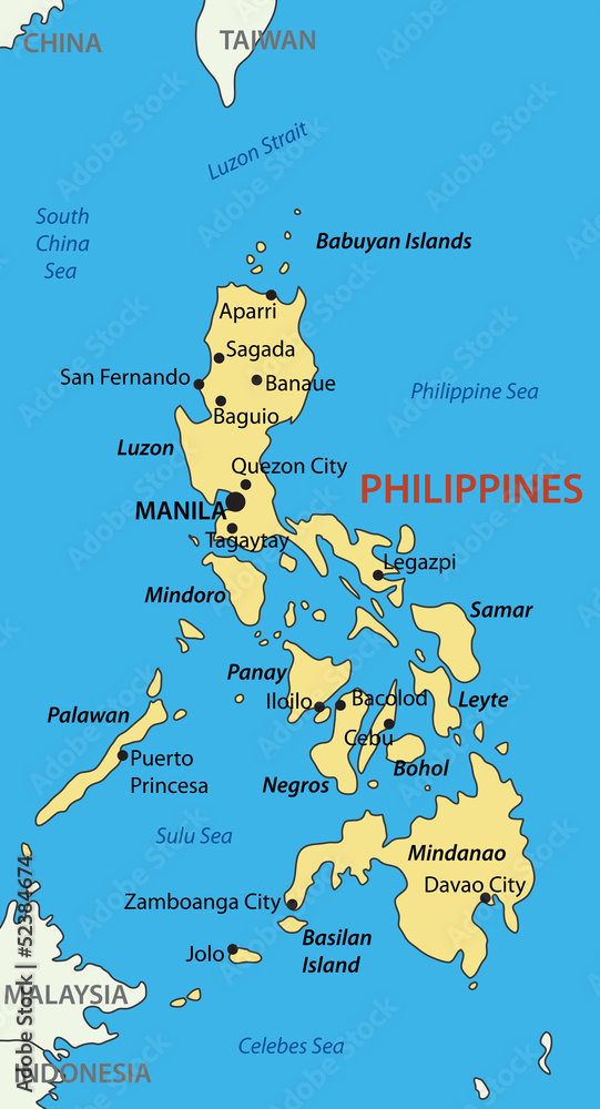 Republic of the Philippines - vector map Stock Vector | Adobe Stock