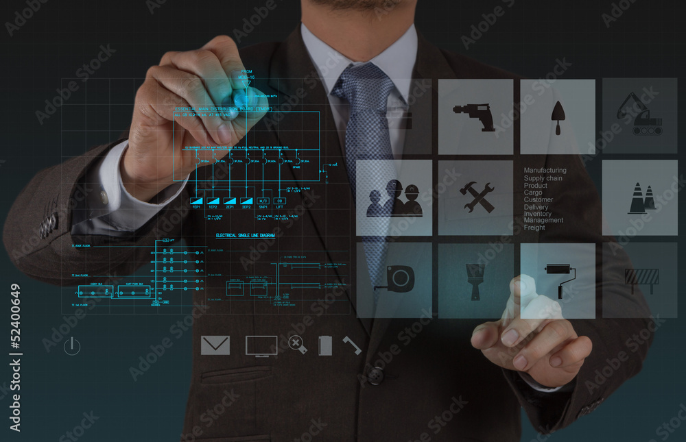 electrical engineer drawing circuit diagram on the new computer Stock ...