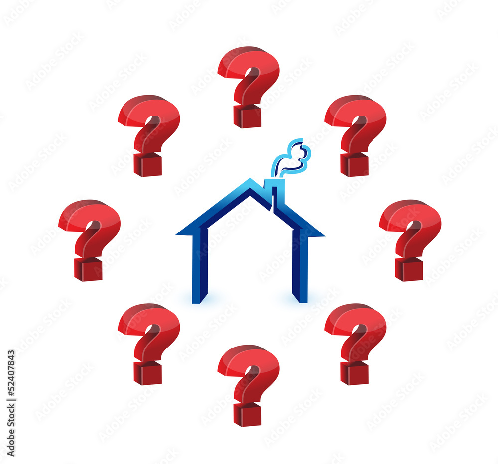 question mark with houses on the white background Stock Illustration ...
