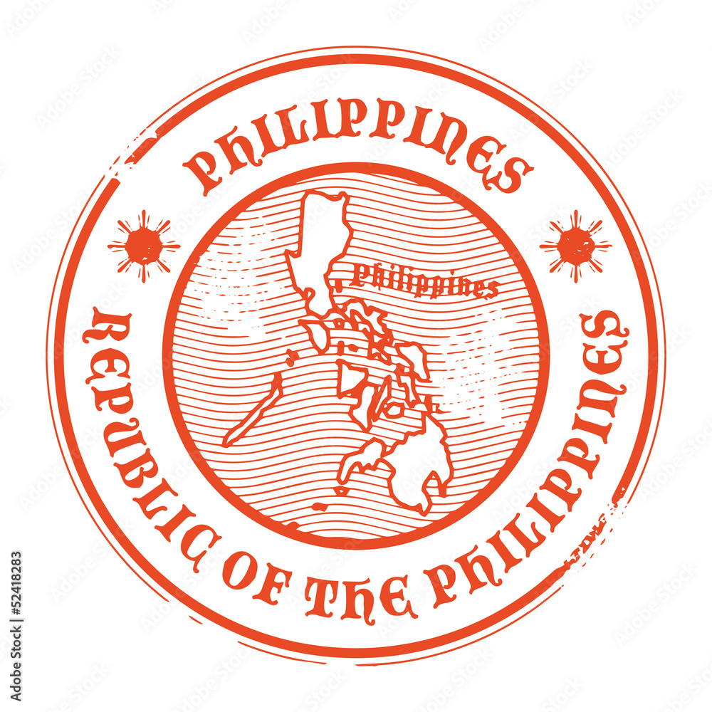 Grunge rubber stamp with the name and map of Philippines, vector Stock ...