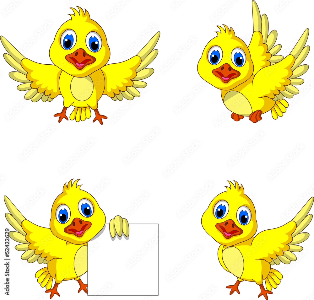 cute yellow bird cartoon collection Stock Vector | Adobe Stock