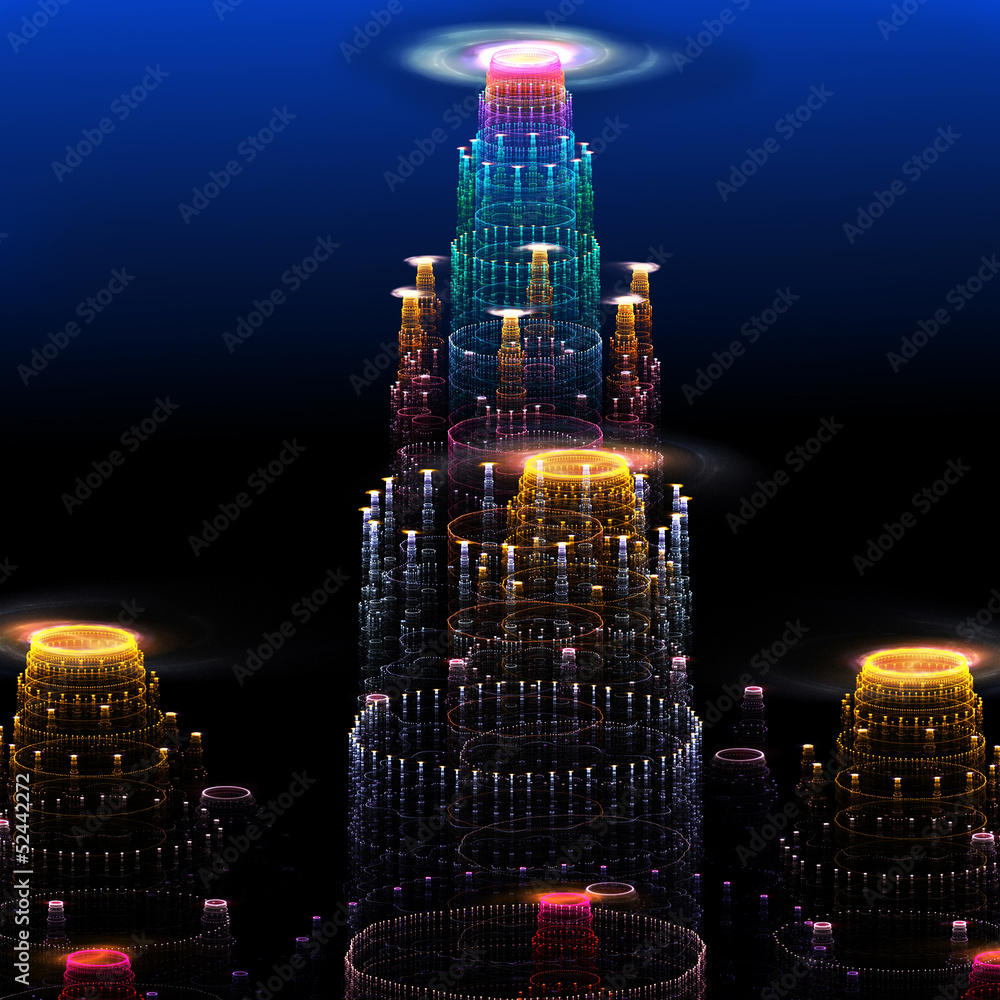 Foto de Mysterious city. Computer generated graphics. do Stock | Adobe ...