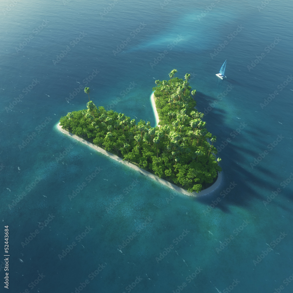 Island Alphabet. Paradise tropical island in form of letter V Stock ...