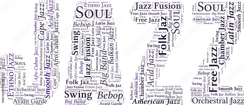 Vector Word Cloud with the word of Jazz on white background Stock ...