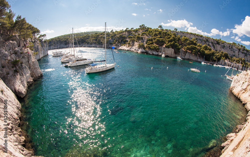 Calanques with sailingboats Stock Photo | Adobe Stock