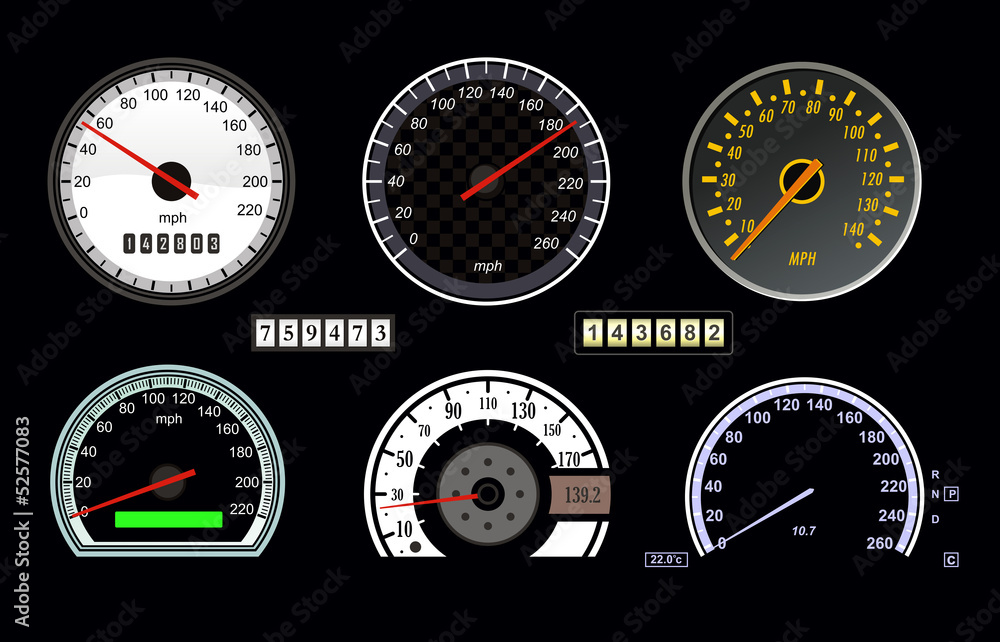 set of vector speedometer and counter Stock Vector | Adobe Stock