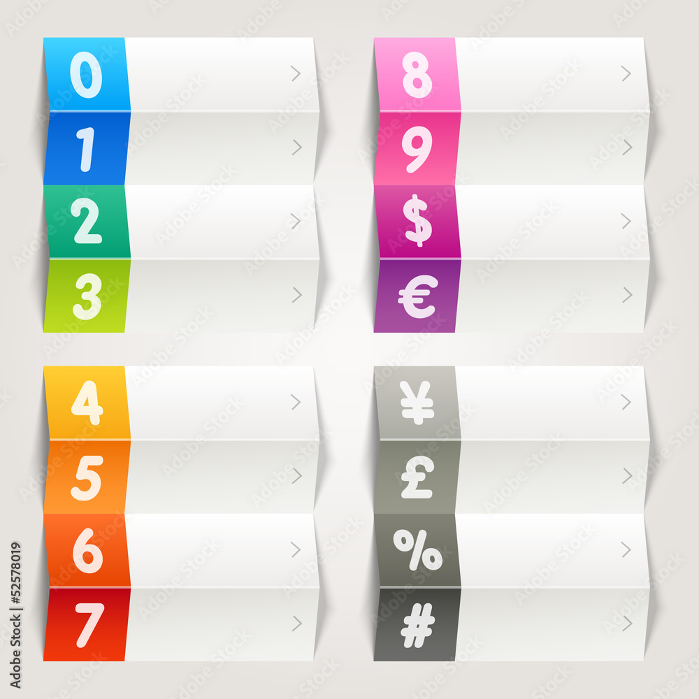 Rainbow - Numbers & Currency icons / Navigation template Stock Vector ...