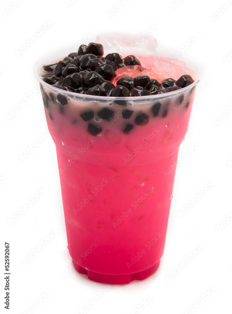 bubble tea red isolated on white Stock Photo | Adobe Stock