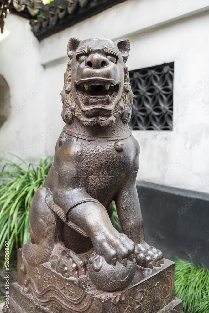chinese imperial lion Yuyuan garden shanghai china Stock Photo | Adobe ...
