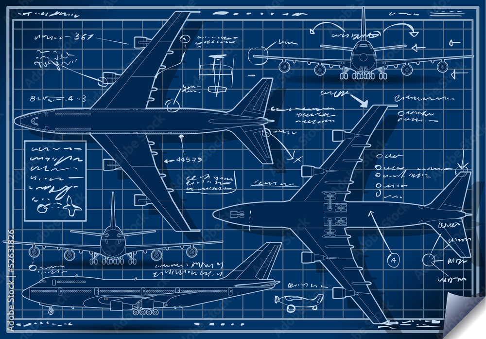 Vintage Airplane Blueprint