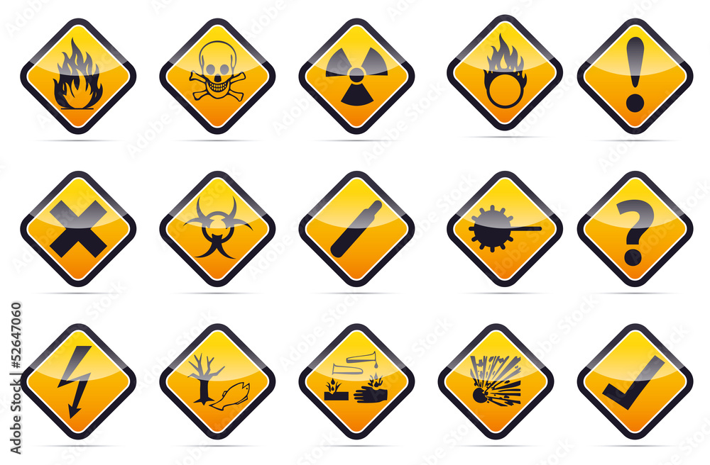 Danger round corner warning sign set Stock Vector | Adobe Stock