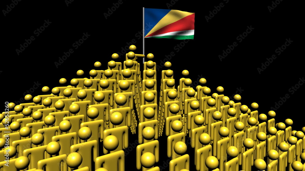 pyramid of men with rippling Seychelles flag animation vídeo do Stock ...
