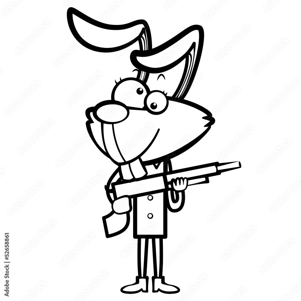 cartoon rabbit hunter with a shotgun Stock Vector | Adobe Stock