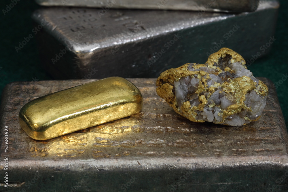 Silver & Gold Bullion Bars (Ingots) and Gold / Quartz Specimen Stock ...