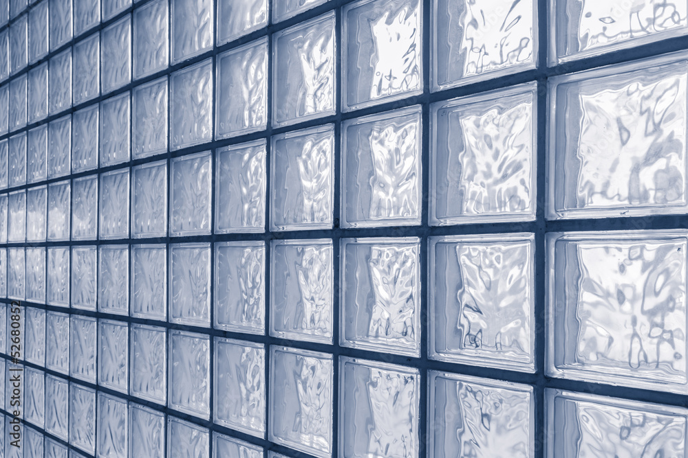 square transparent light glass block wall abstract blur background ...