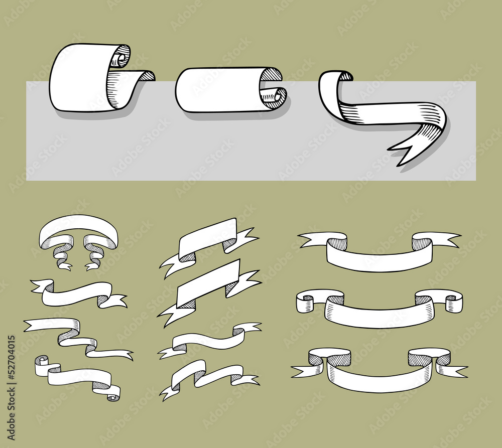 Ribbon, Banner, and Label Sketches 2 Stock Vector | Adobe Stock