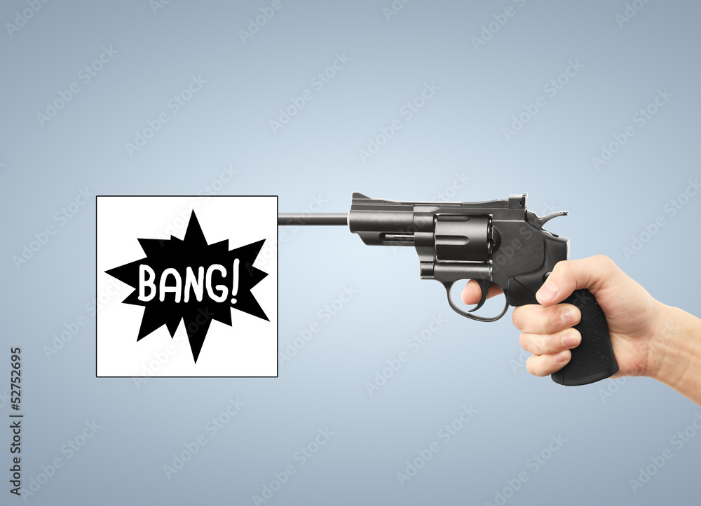 pistol with bang flag Stock Photo | Adobe Stock