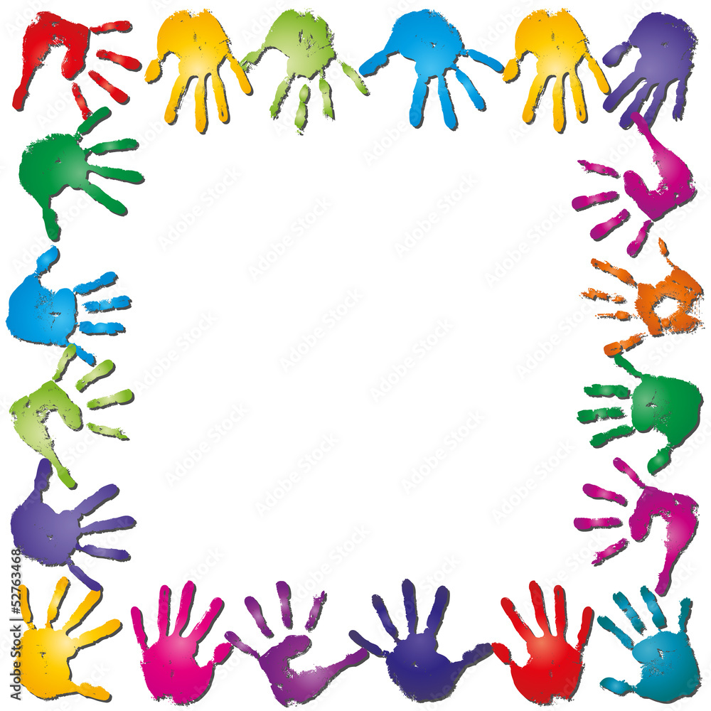 Conceptual handprint square frame Stock Illustration | Adobe Stock