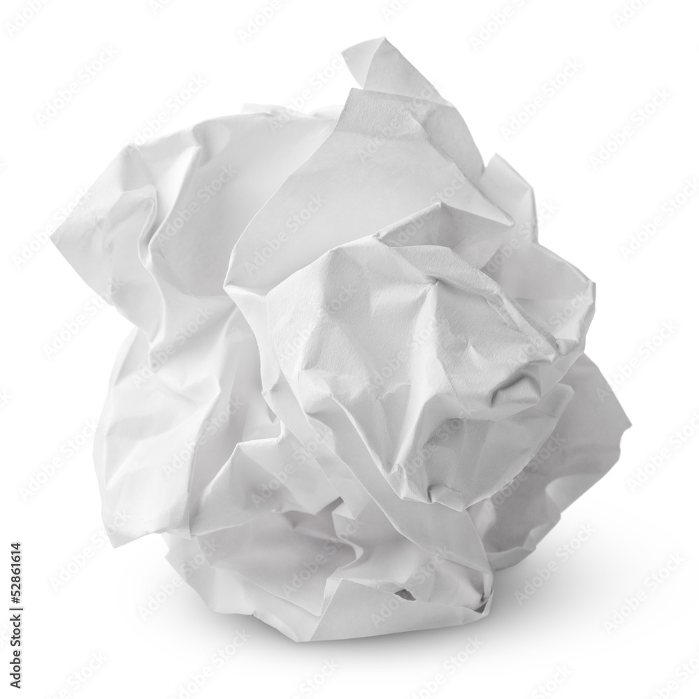 Crumpled paper ball isolated on white with clipping path foto de Stock ...