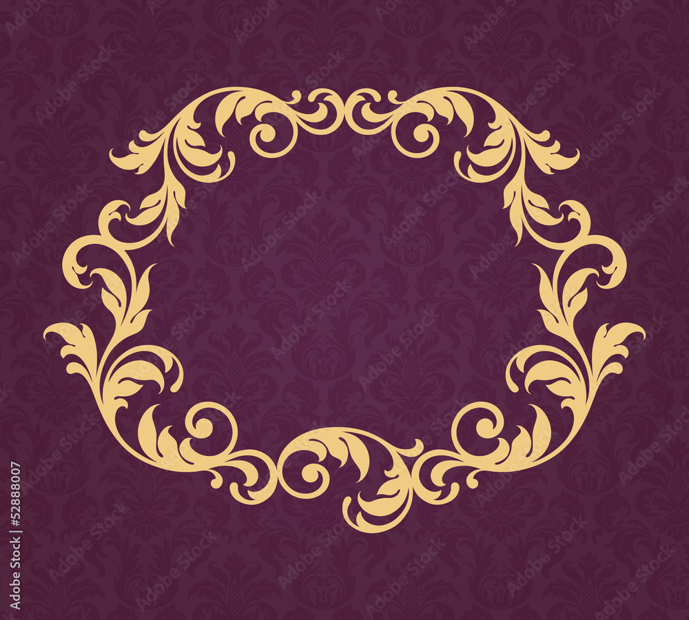 vintage border frame gold background calligraphy vector Stock Vector ...